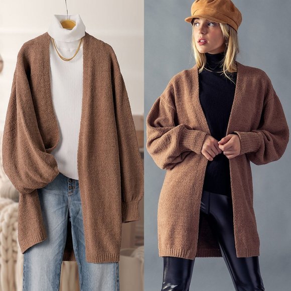 Love Tree | Sweaters | New Ultra Soft Bishop Sleeves Long Open Cozy ...